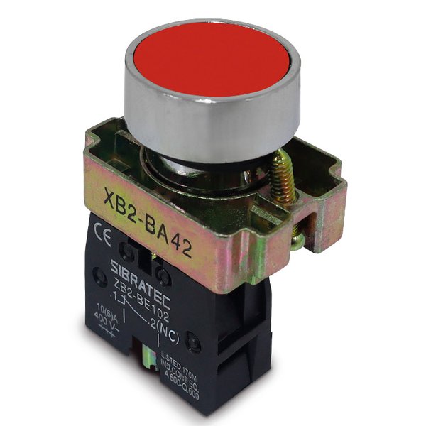 Botão Pulsador Metálico Xb2-Ba42 1nf Vermelho Sibratec