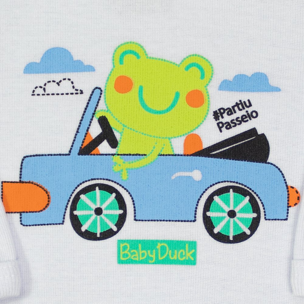 Conjunto Body Manga Longa Baby Duck Comfort Sapo Car Branco