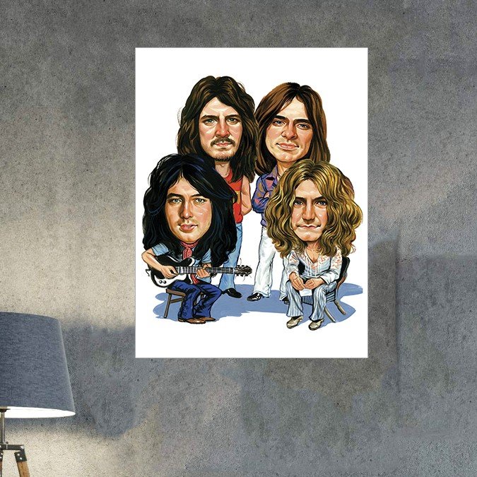 Placa Decorativa Led Zeppelin Cartoon Art