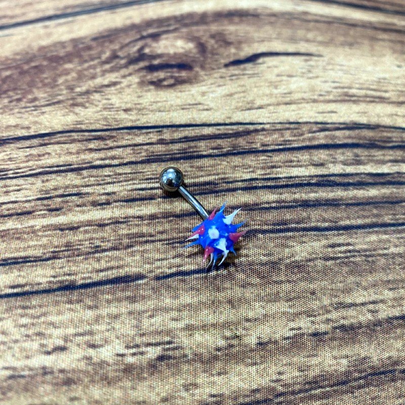 Piercing De Umbigo Azul Com Borracha