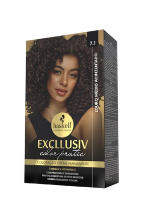 Kit De Tintura Haskell Excllusiv Color Pratic 7.1 Louro Médio Acinzentado
