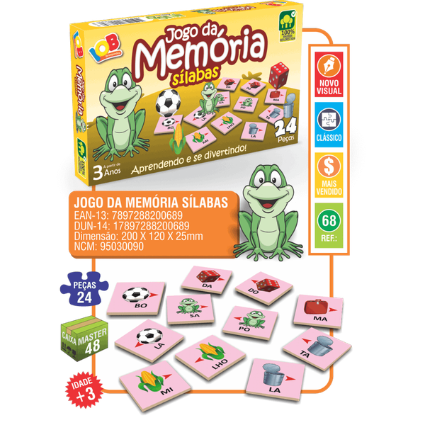 Jogo de memória sílabas mad 20 pçs ref 68