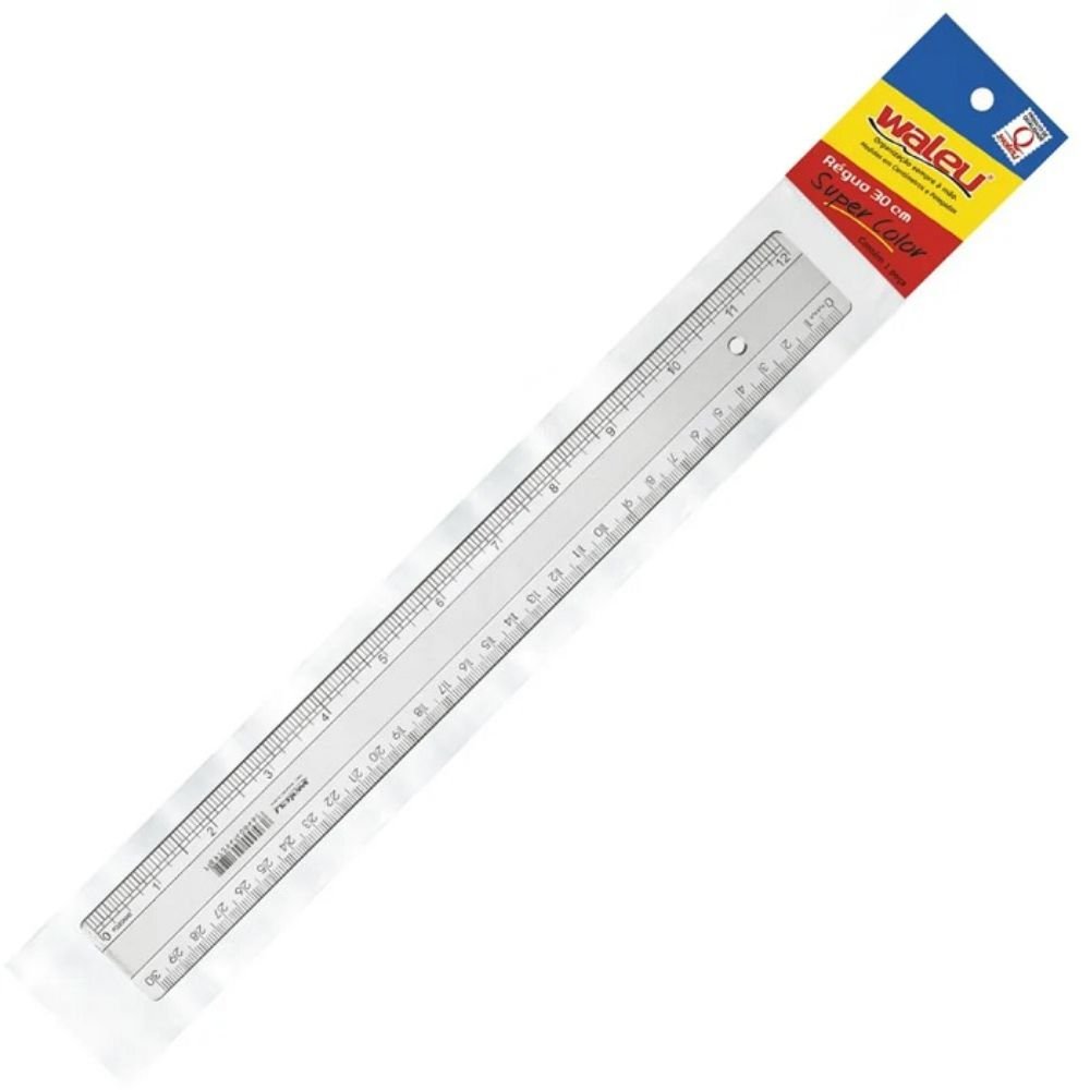 Régua 30cm Waleu Cristal Super - BCL Distribuidora
