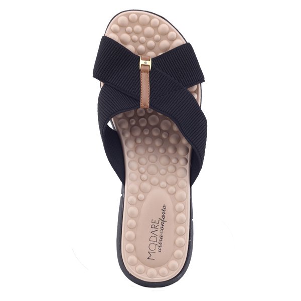 Chinelo Fem Modare UltraConforto 7142.101 Elástico Canelado Preto