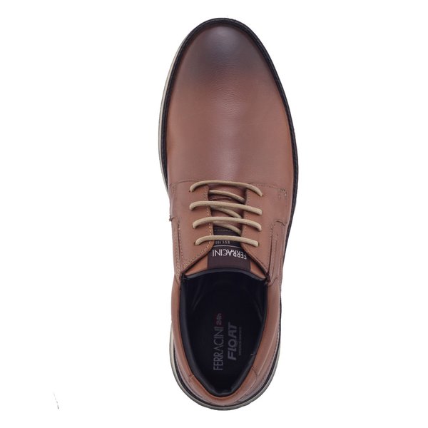 Sapato Ferracini man social Fluence 5540 Float Couro cadarço Havana
