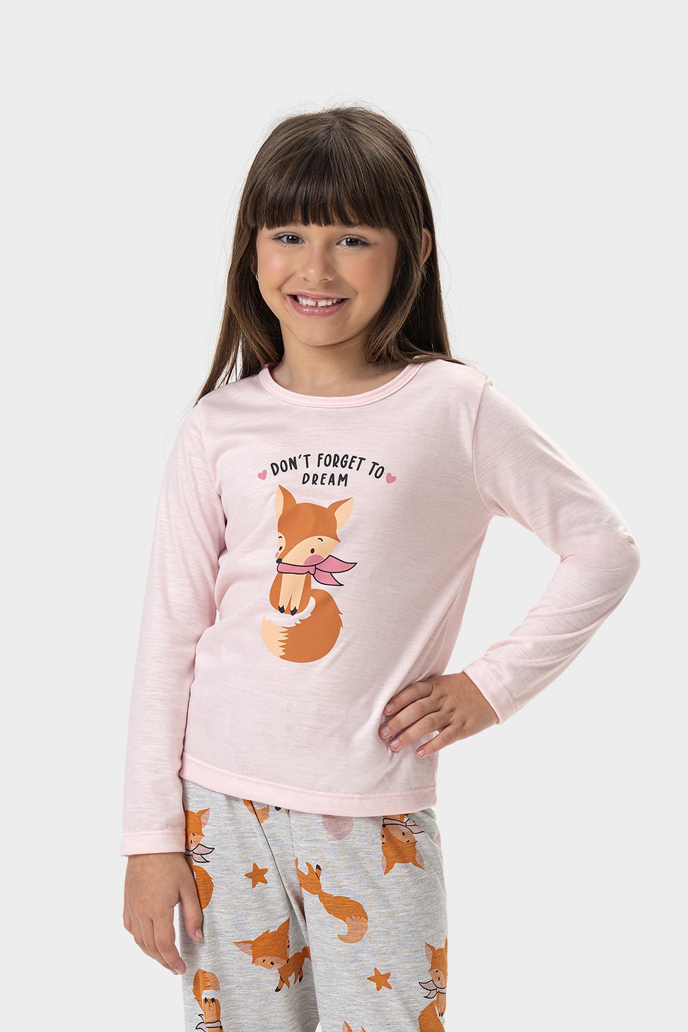 Pijama Feminino Infantil Longo Raposa - Bela Notte