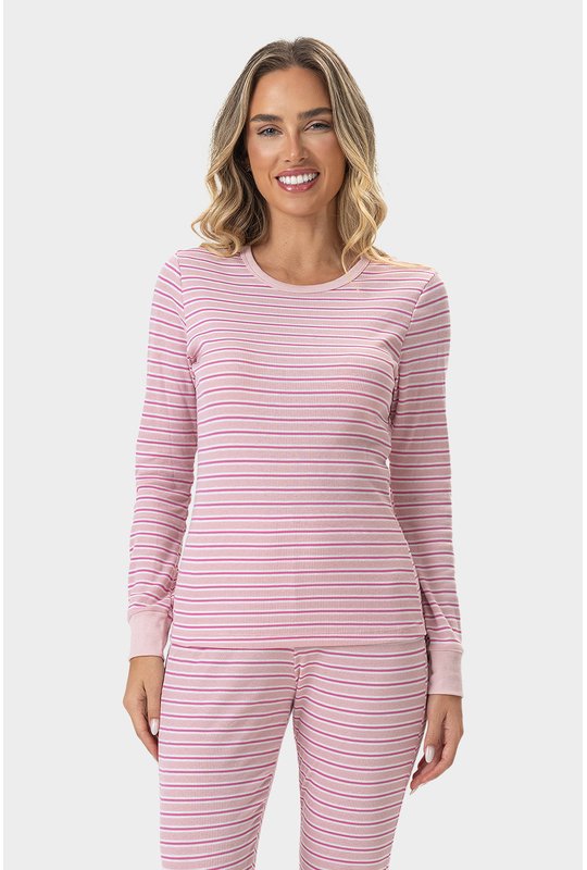 Pijama Feminino Adulto Longo Ribana Listrada - Bela Notte