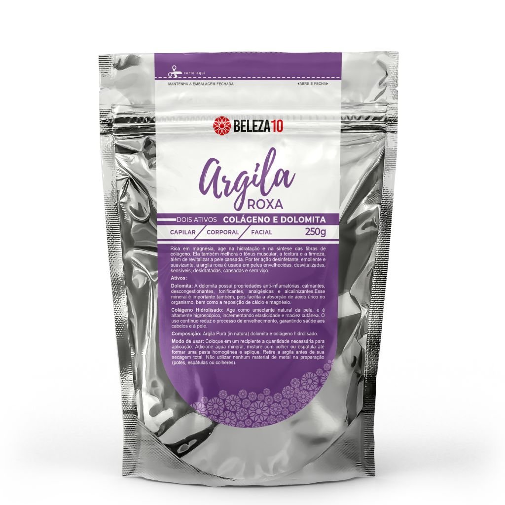 Argila Roxa 2 Ativos Dolomita e Colágeno 250g Beleza10