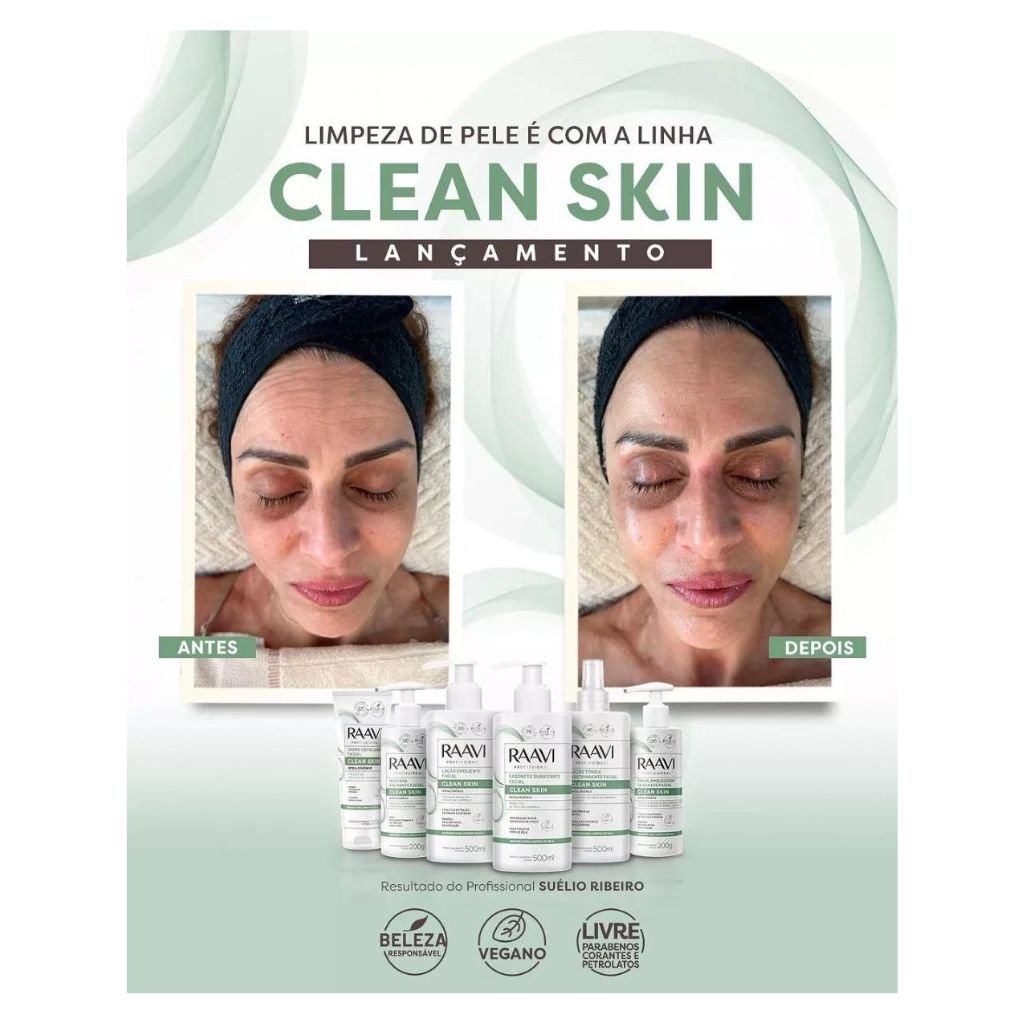 Kit Limpeza de Pele Facial Clean Skin Hipoalergênico Raavi