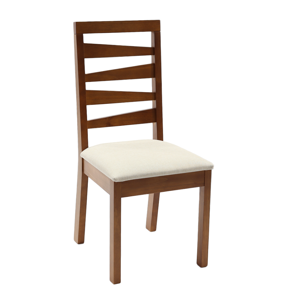 Cadeira Primorosa em Madeira Maciça de Taeda Pinhão e Assento Estofado ...