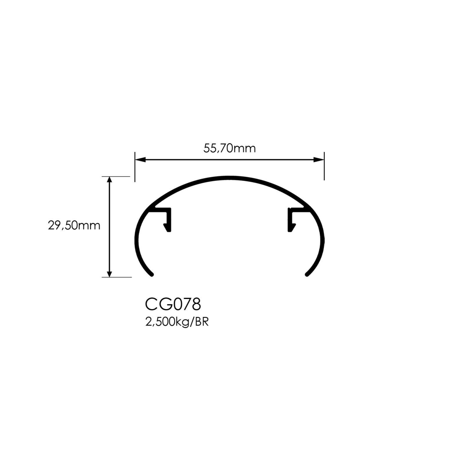CG078 Perfil de alumínio corrimão – 6 metros de comprimento