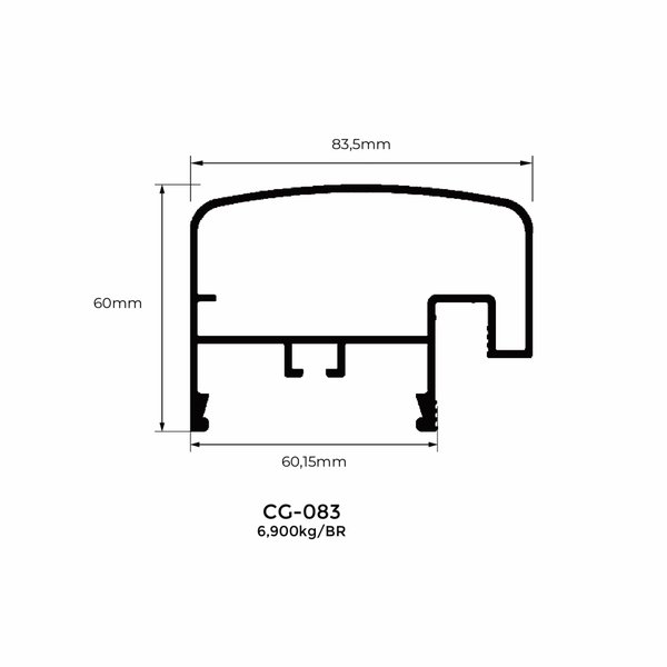 CG083 Perfil de alumínio corrimão gradil panorama – 6 metros de comprimento