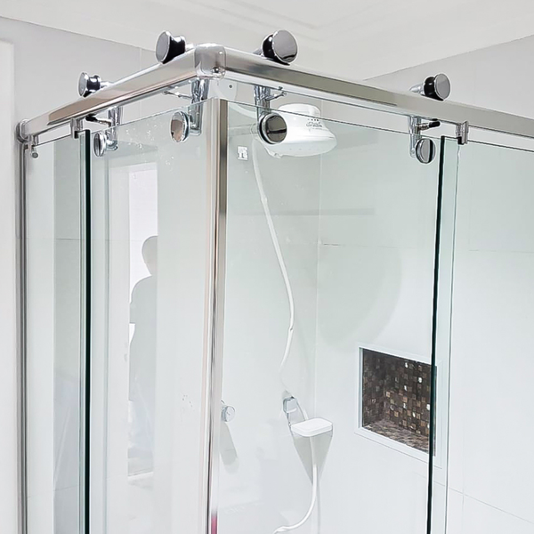 Kit Box de canto Encanto CF4 2,50m Cromado - roldanas Elegance