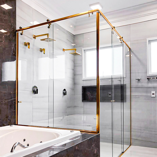 Kit Box de canto Encanto CF4 2,50m Cromado - roldanas Elegance