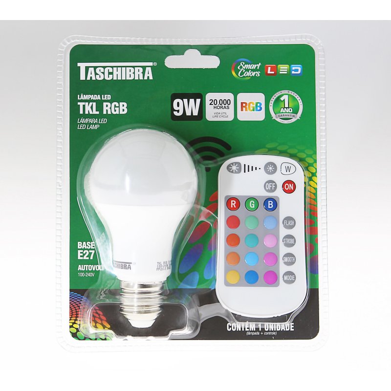 Lâmpada Led TKL 9W RGB Colorida Bivolt Taschibra
