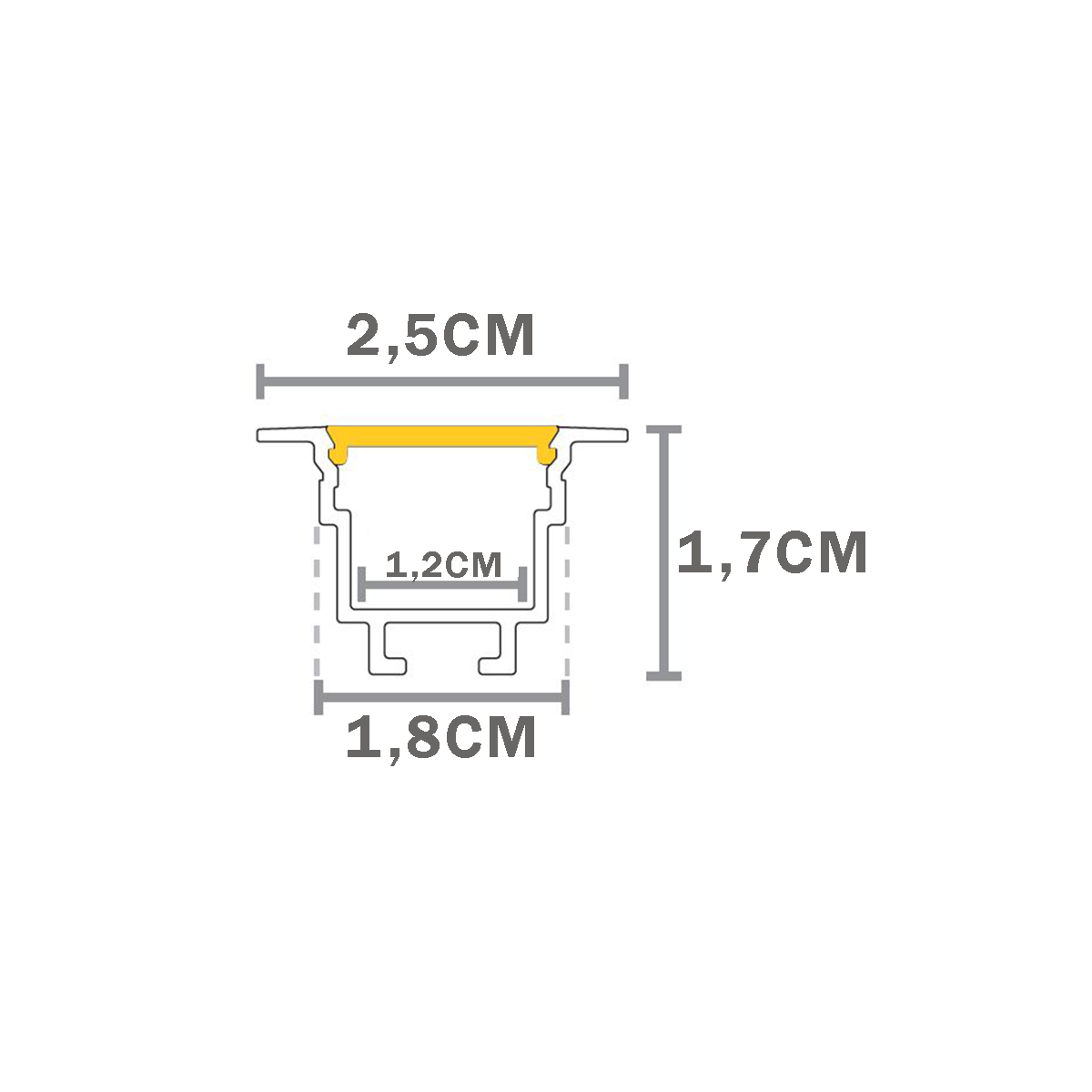 Perfil de Embutir Taschibra Para Fita de Led Vertex 25 Com 1 Metro