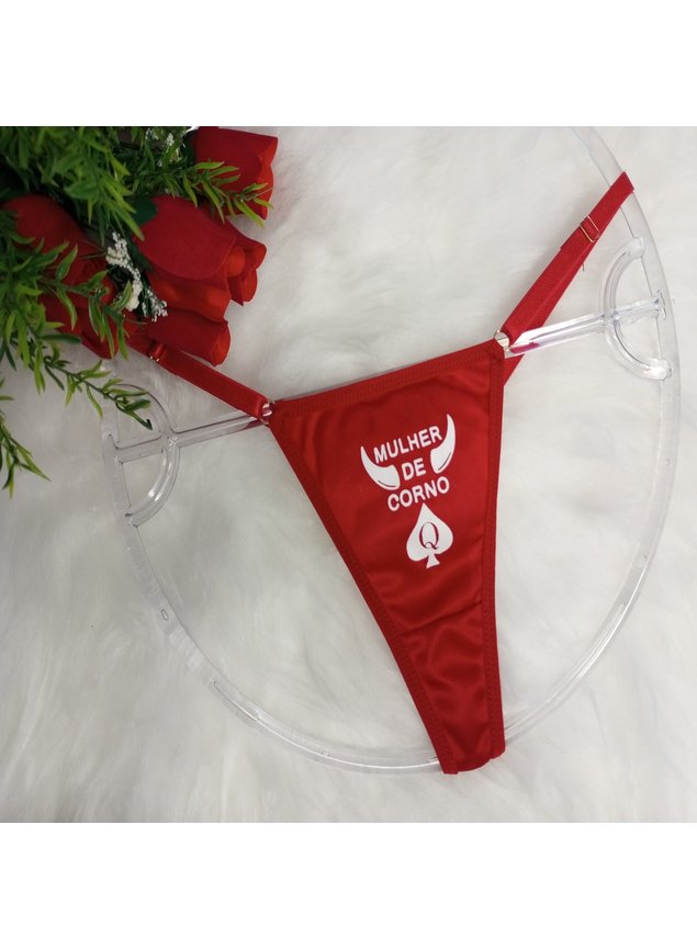 Calcinha Fetiche Divertida Cor Vermelho Mulher De Corno