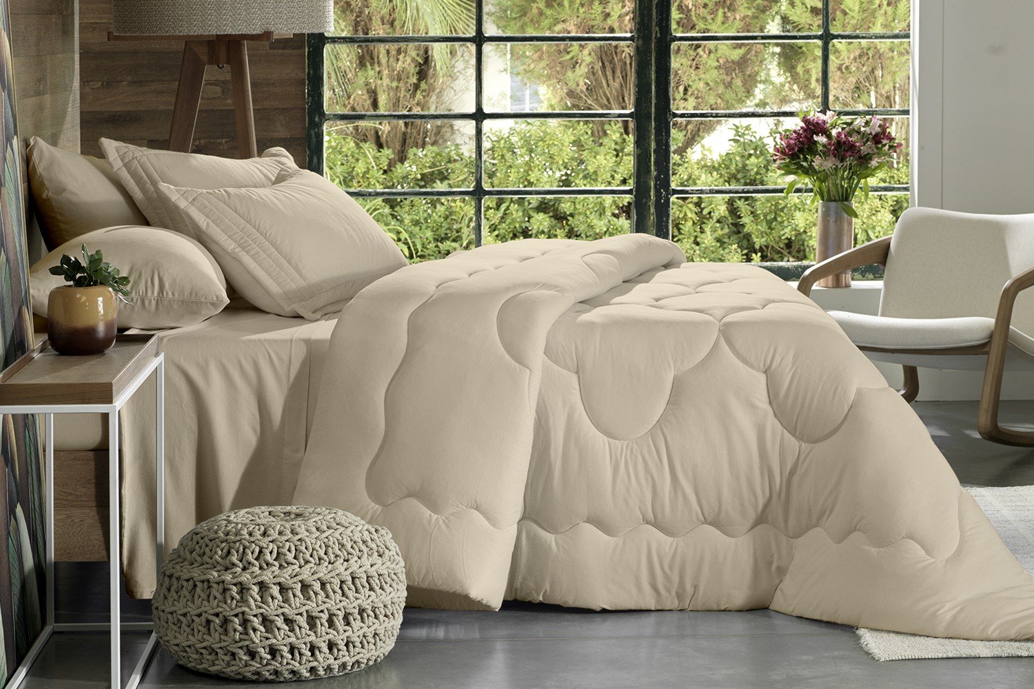 Kit Edredom King Size Extra 7 Peças Malha 100% Algodão Antialérgico ...