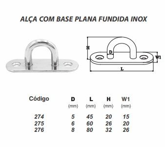 Alça Com Base Plana Fundida Inox 316 Kamell 5