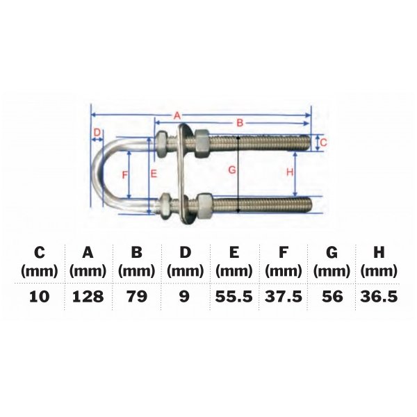U Bolt 3/8 Inox Kamell 3/8