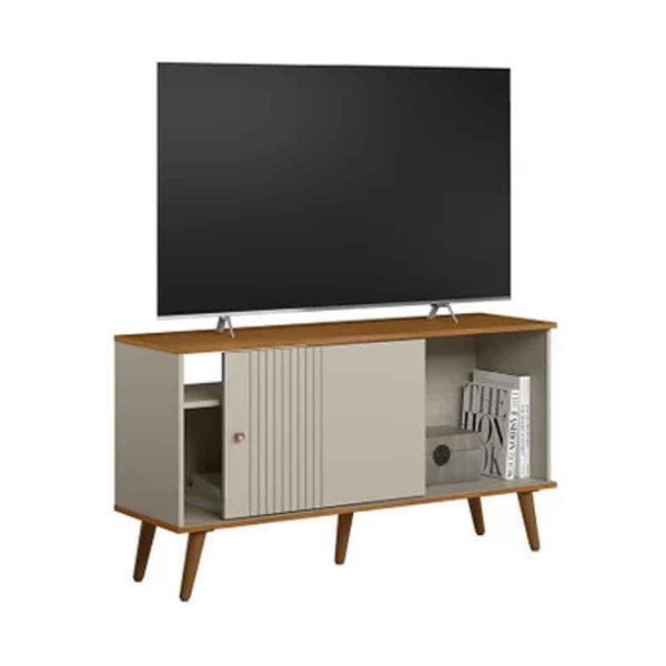 Rack para TV 50 Polegadas 1 Porta 1 Prateleira Rubro - Nature/Off White