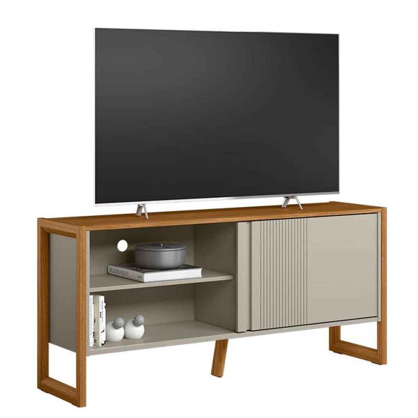 Rack para TV 55 Polegadas 1 Porta 1 Prateleira Golden - Nature/Off White