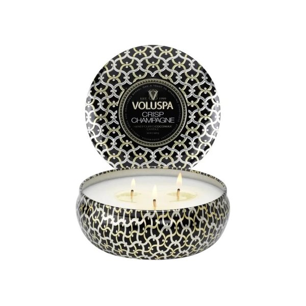 Vela Lata 3 Pavios Crisp Champagne 60h Voluspa