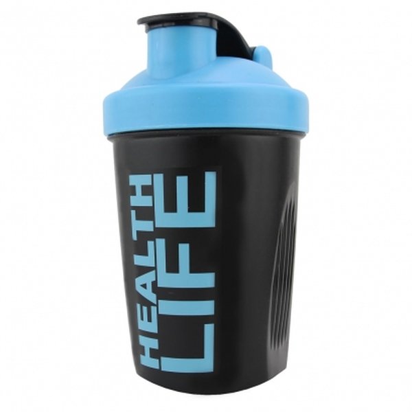 Shaker Plástica 400ml C/ Tampa - Azul Claro e Preto - Casa Forte & Cia