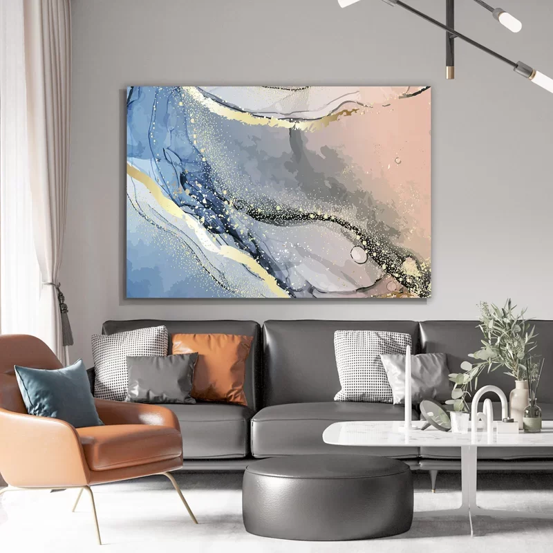 Tela Decorativa Grande Abstrato Marmorizado - 60cm x 90cm