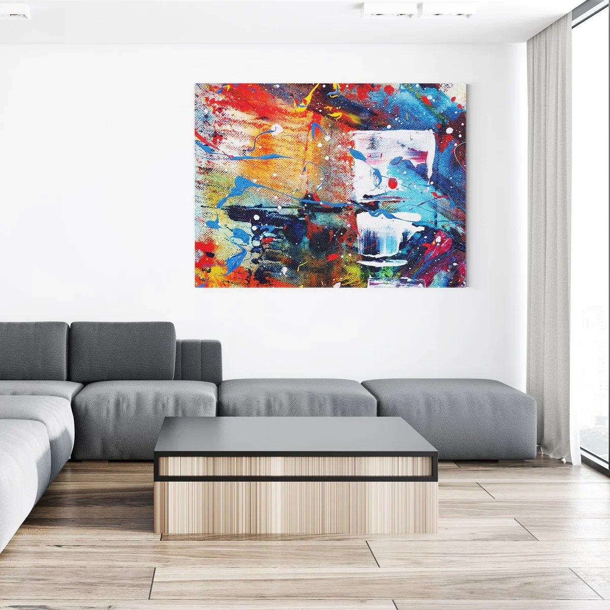 Tela Decorativa Grande Abstrato Color - 60cm x 90cm