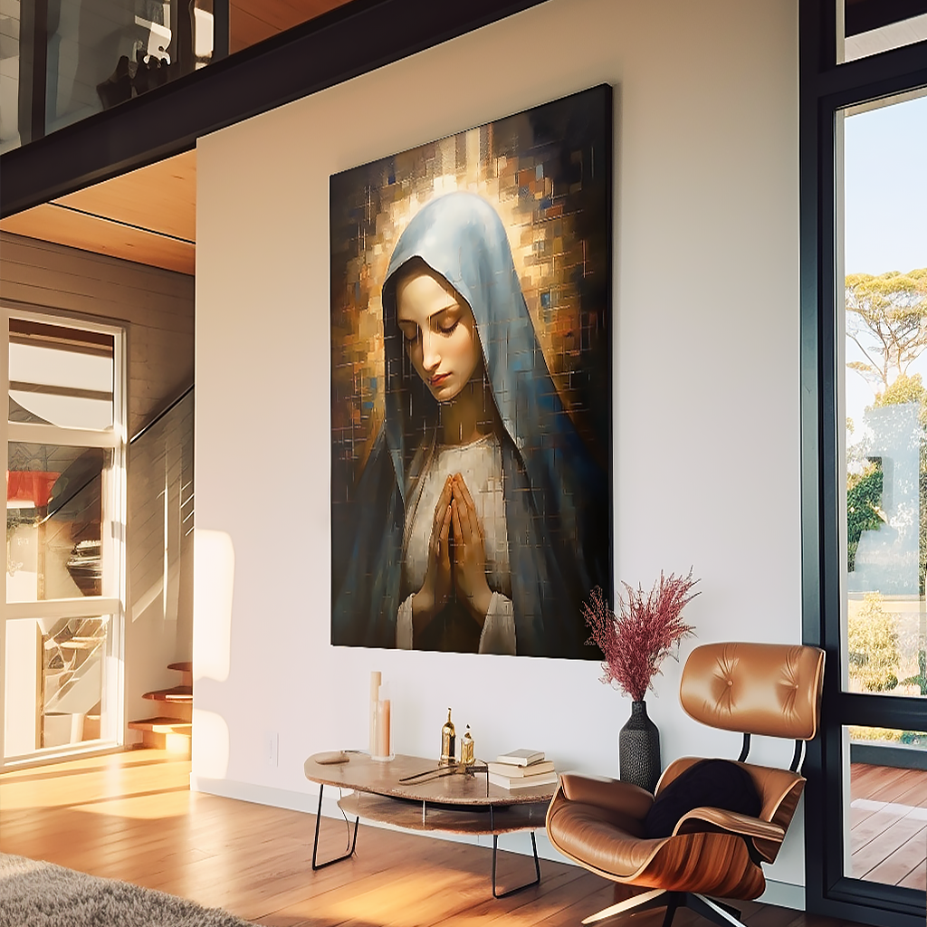 Quadro Decorativo Virgem Maria Rezando Vitral V893