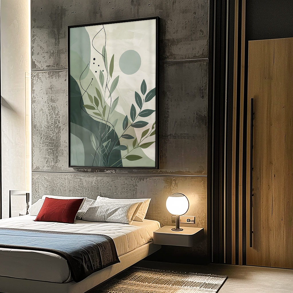 Quadro Decorativo Pintura Minimalista Zen Verde V1072