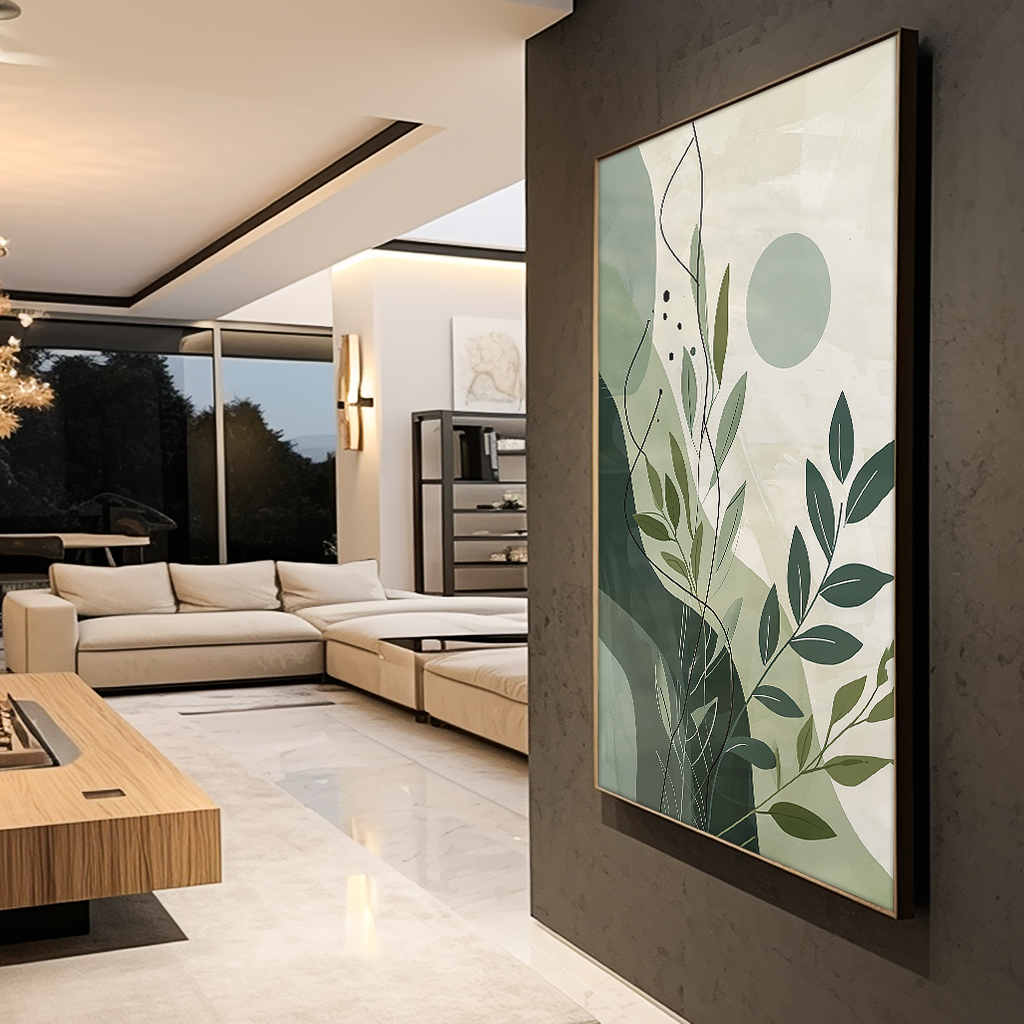 Quadro Decorativo Pintura Minimalista Zen Verde V1072
