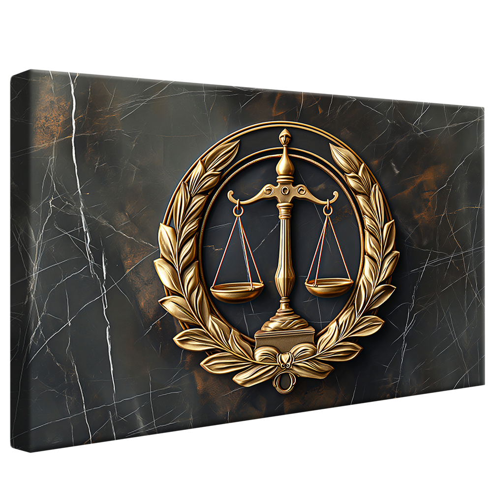 Quadro Decorativo Balança da Justiça Dourada V1246