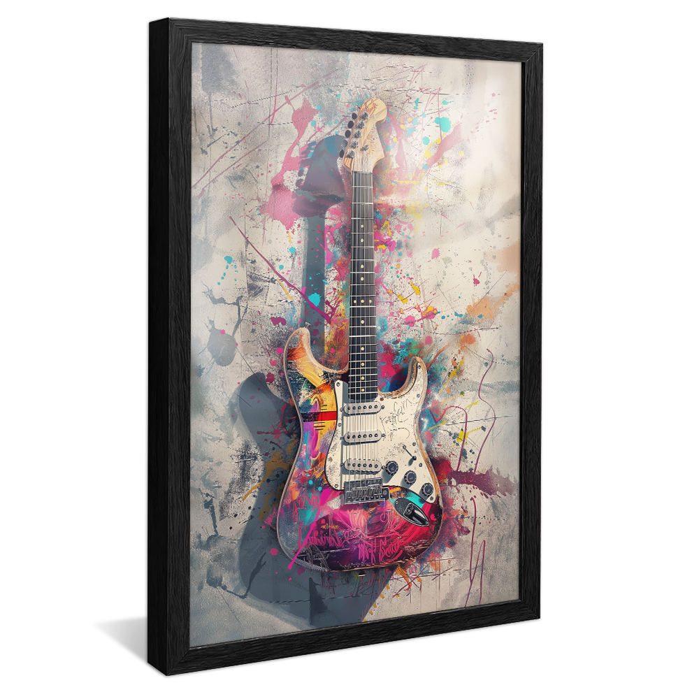 Quadro Decorativo Guitarra Rosa Street Art V1289