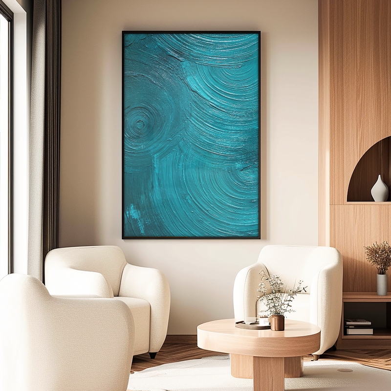 Quadro Decorativo Pinceladas Azul Turquesa V1353