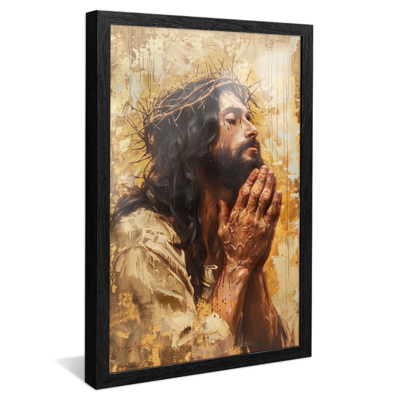 Quadro Decorativo de Tinta Jesus Rezando