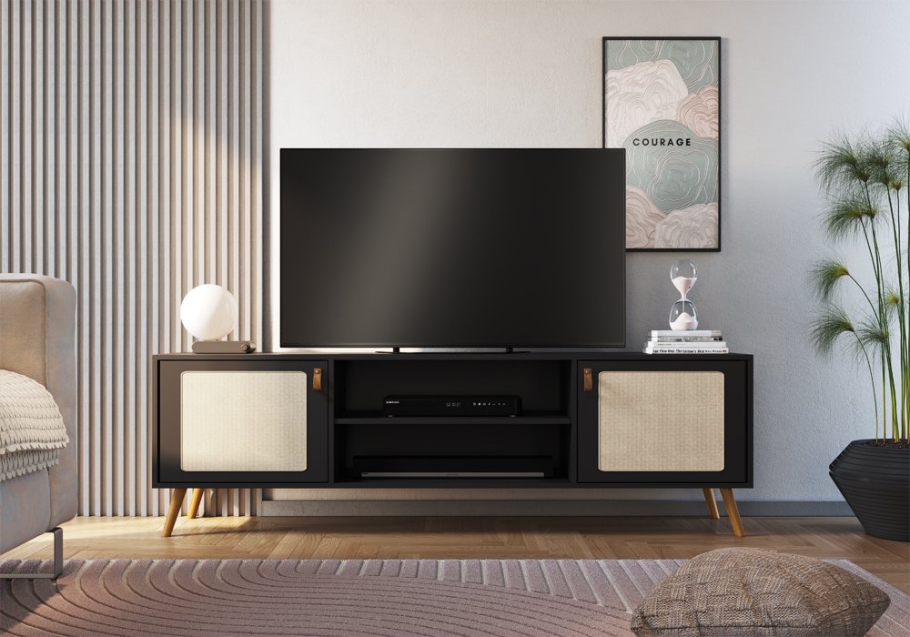 Rack Viena 180cm Preto - Casa Mobili Store