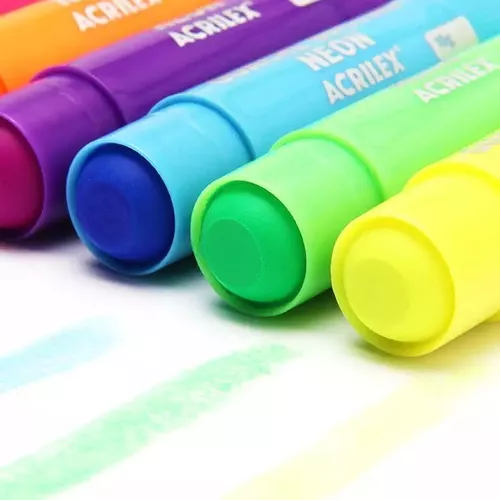 Tinta Guache Bastão Neon Acrilex C/6 Cores UNICO
