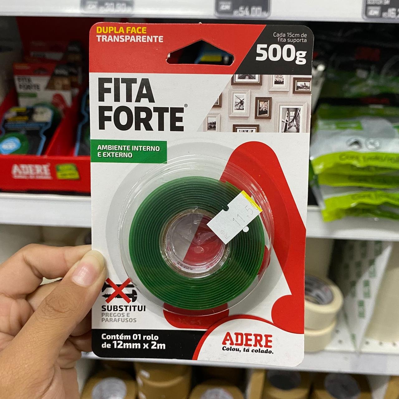 Fita Dupla Face Forte Acrílica 12x2m Adere UNICO