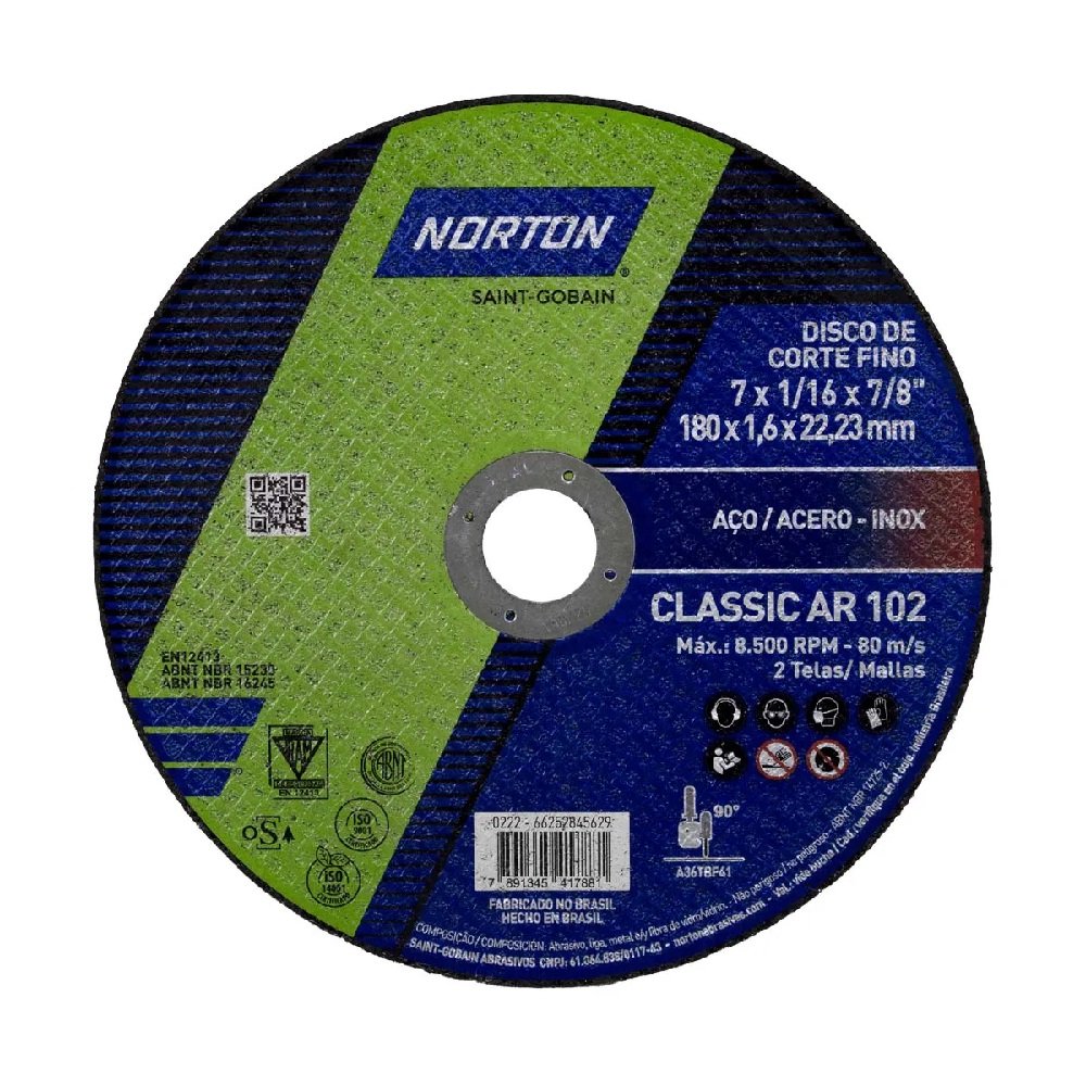 Disco de Corte Aço Inox 7 x 7/8'' - Norton