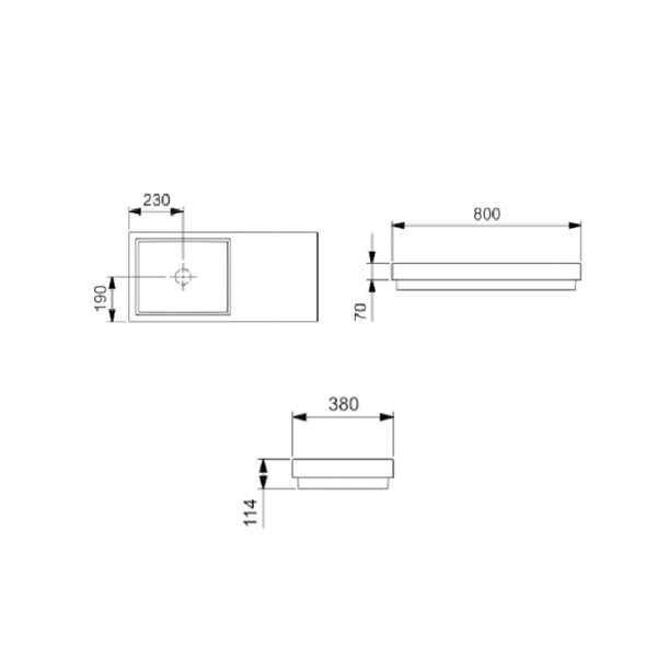 Cuba de Sobrepor 800x380 Skyline Horizon Branco Matte c/ Tampo Onix Roca