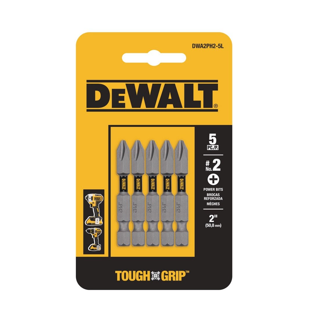 Bit PH2 C/5 Peças DWA2PH2-5 50,8mm Dewalt