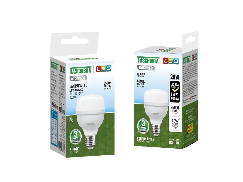 Lâmpada LED Alta Potência 20W 6500K E27 Bivolt Taschibra