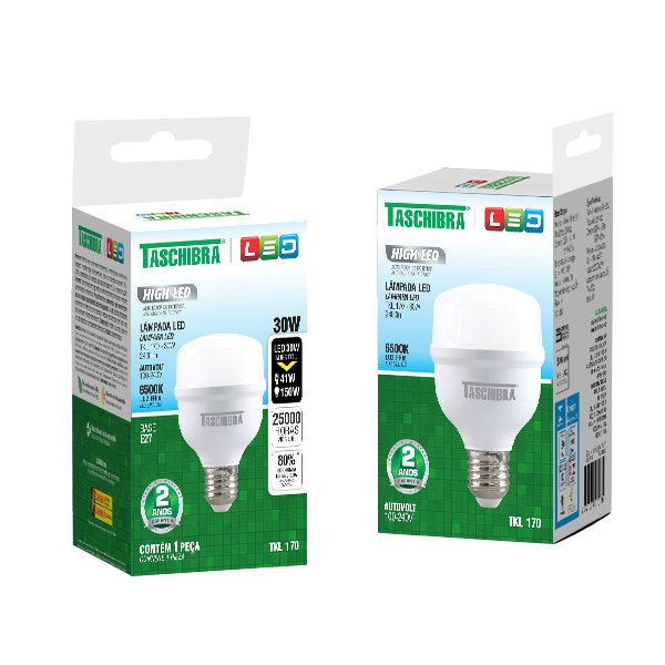 Lâmpada LED Alta Potência 30W 6500K E27 Bivolt Taschibra