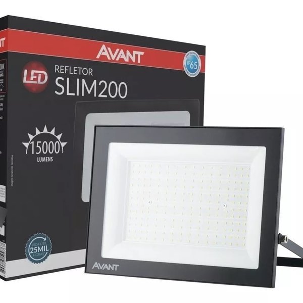Refletor LED Preto 200W 6500K IP65 Bivolt Avant