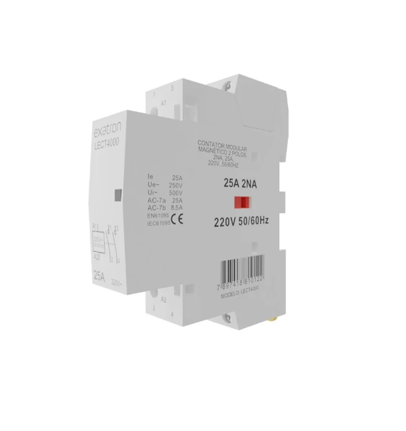 Contator Modular 2 Polos 25A 220V 2NA LECT4000 Exatron