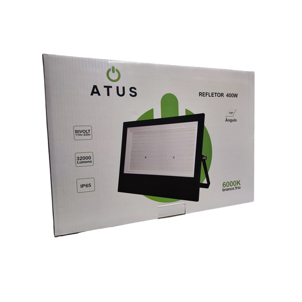 Refletor LED Preto 400W 6000K IP66 Bivolt ATUS
