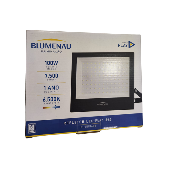 Refletor LED Preto 100W 6500K IP65 Bivolt Blumenau