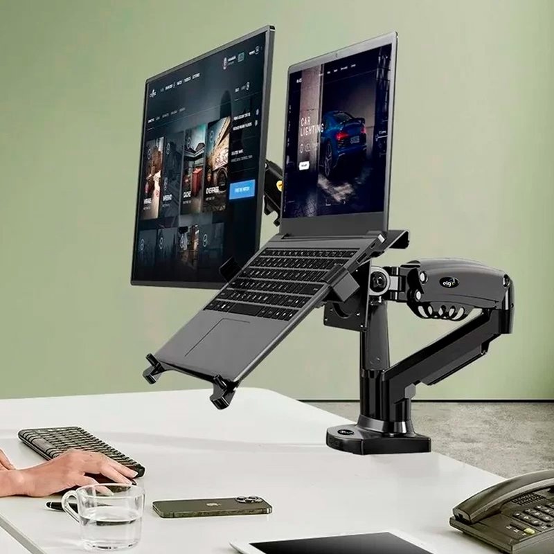 Suporte Monitor e Notebook Pistão + Bandeja